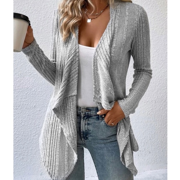 Sweaters | Gray Waterfall Cardigan | Poshmark